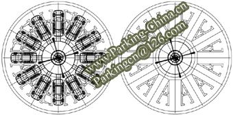Smart auto parking system circular cylindrical layout robot parking